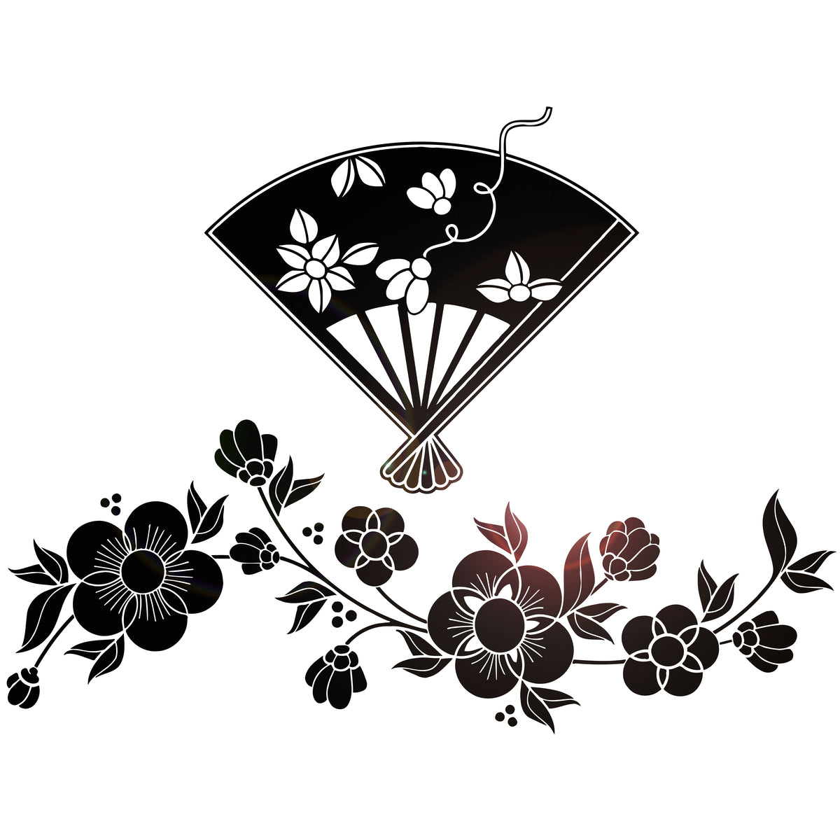 Vinyl Wall Decal Flowers Japanese Fan Room Decor Stickers Unique Gift ...