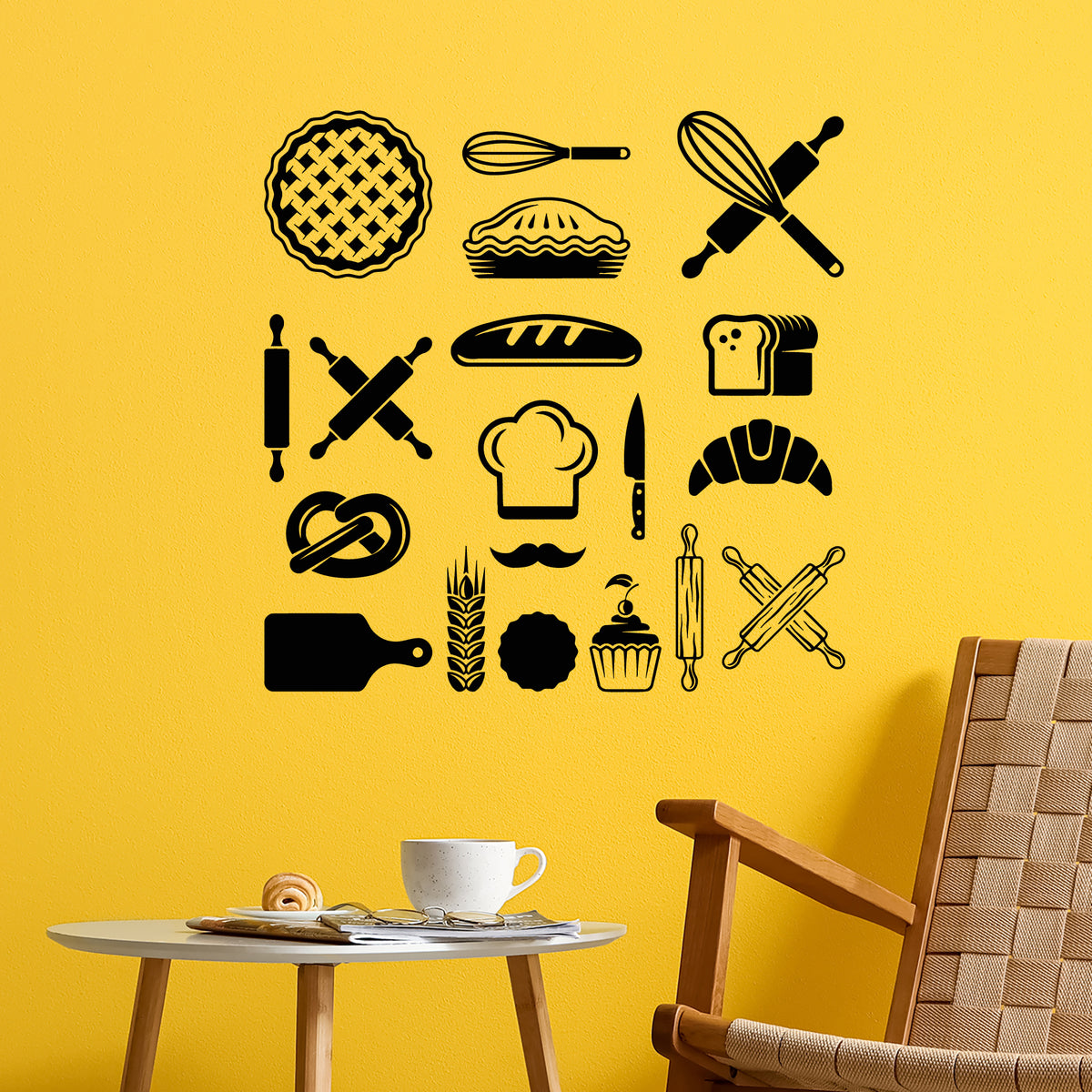 Vinyl Wall Decal Bakery And Cakes Set Bakery Shop Icon Decor Stickers ...