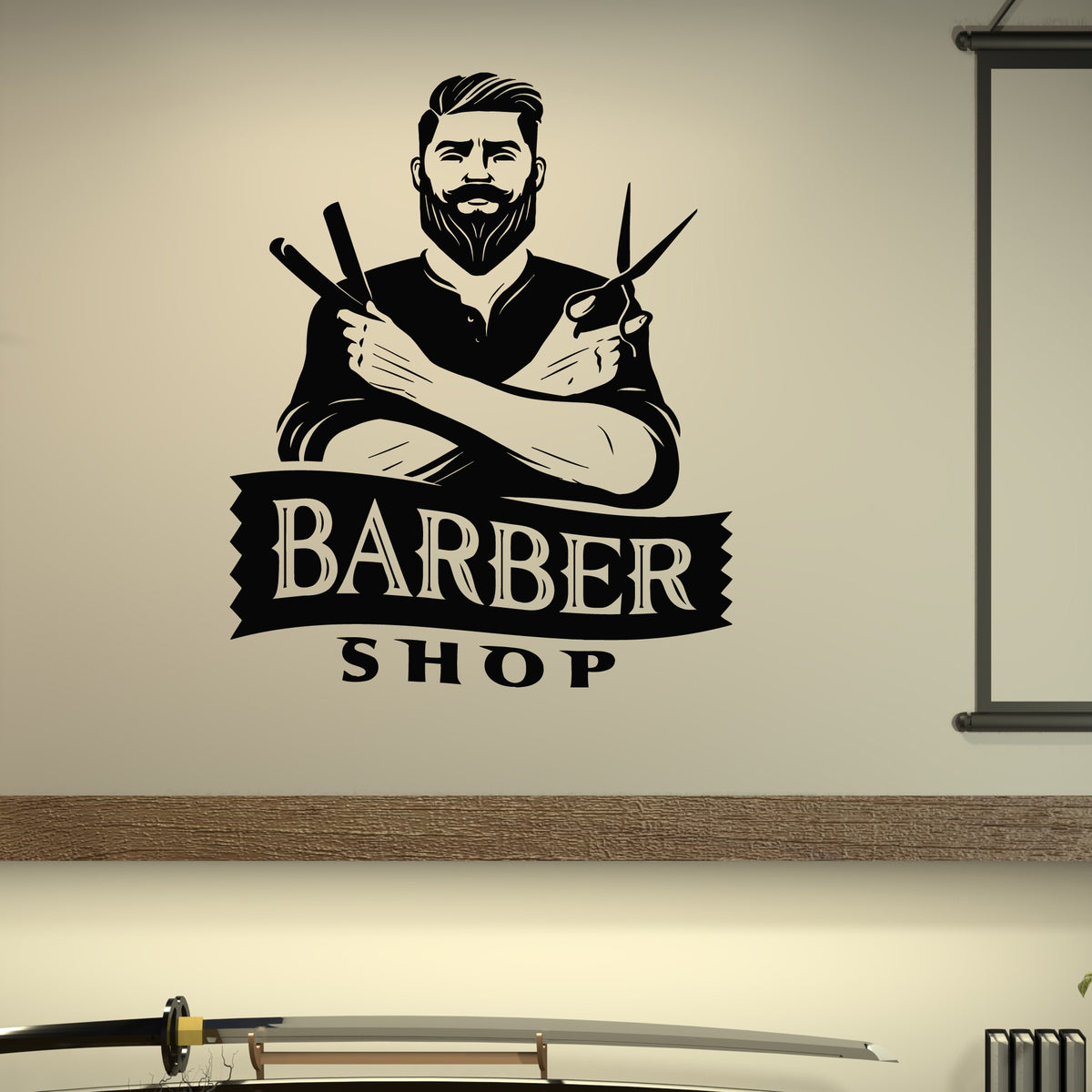 Vinyl Wall Decal Traditional Barber Shop Master Man's Hair Studio Stic ...