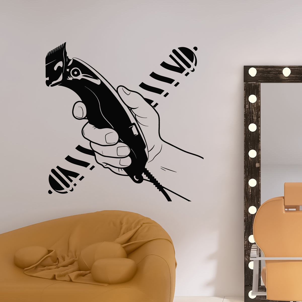 Vinyl Wall Decal Hair Clipper Icon Barber Shop Man's Hair Salon Sticke ...