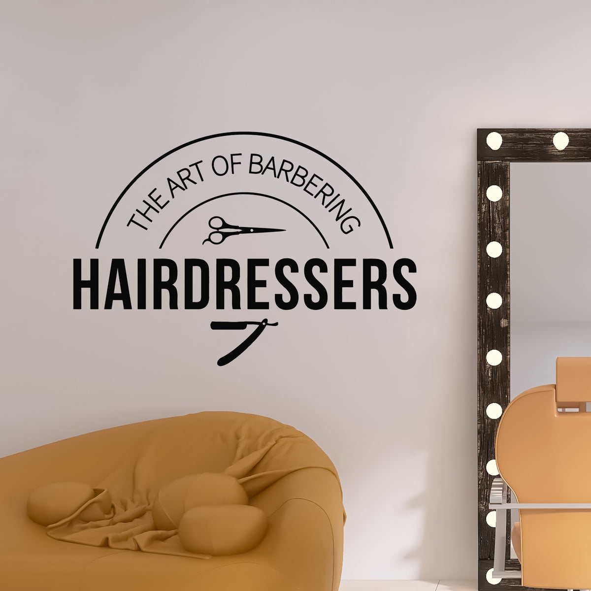 Vinyl Wall Decal The Art Barbering Hairdresser Scissors Hair Salon Sti ...