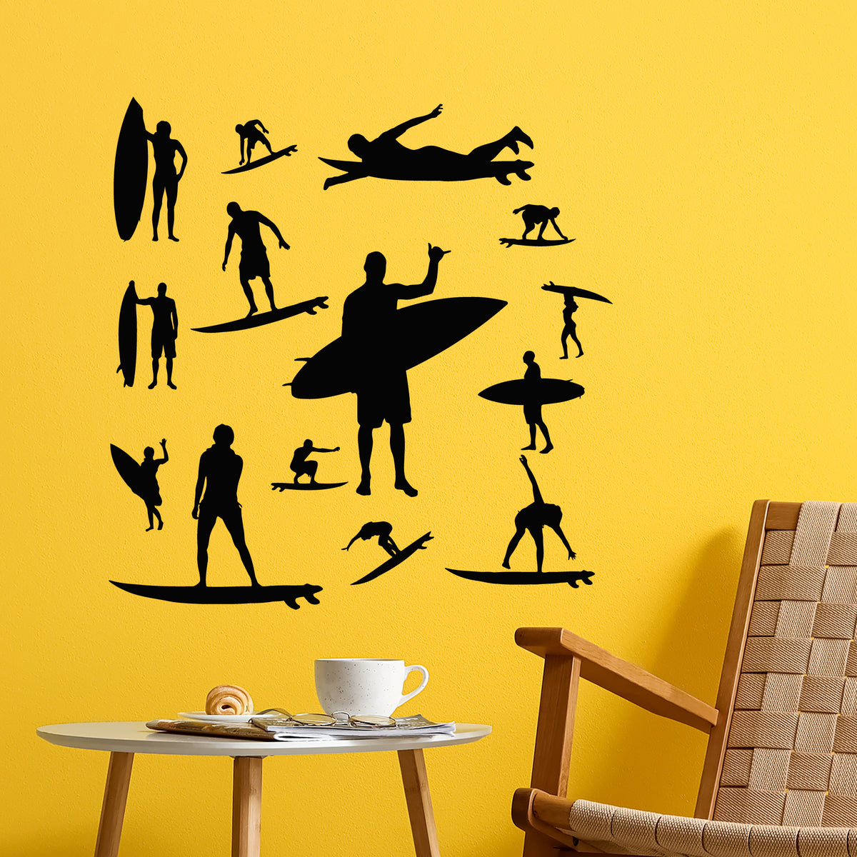 Vinyl Wall Decal Surfing Boy Silhouette Surfboard Sun Beach Sport Stic ...