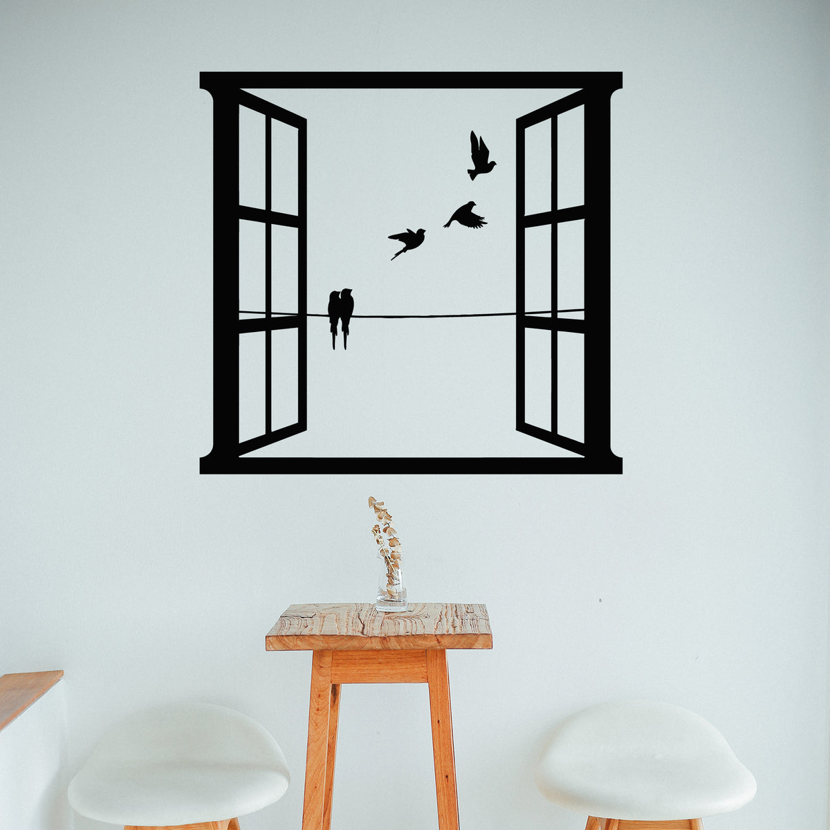 Vinyl Wall Decal Open Window Art Flying Birds Home Interior Stickers M ...