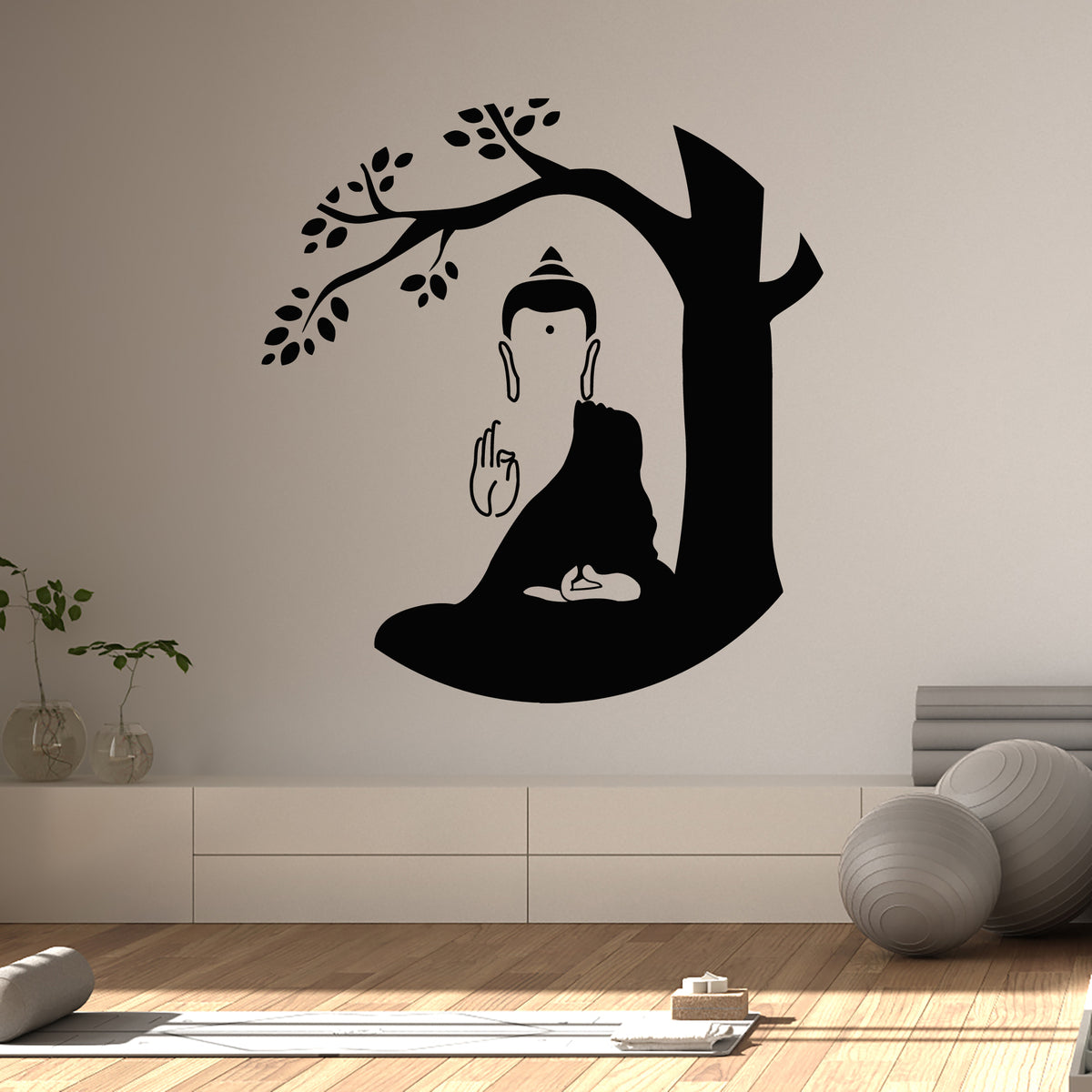 Vinyl Wall Decal Gautama Buddha Religious Dharma Bodhi Tree Stickers M ...