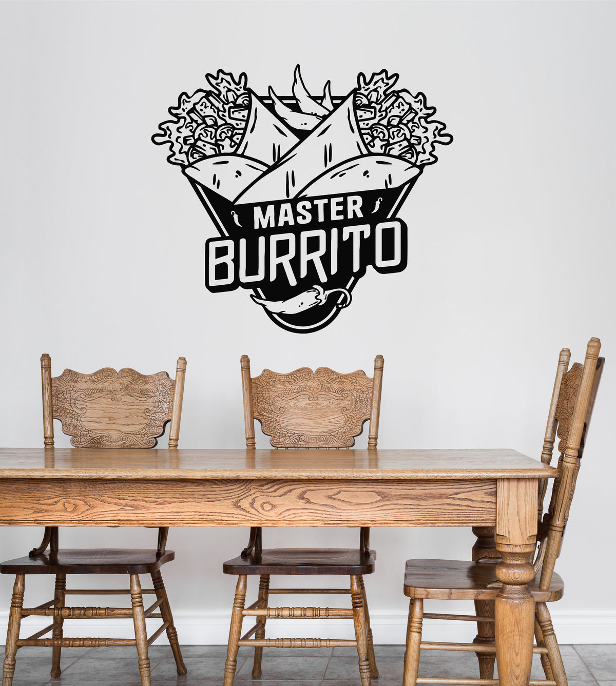 Vinyl Wall Decal Fast Food Logo Master Burrito Hot Pepper Stickers Mur ...