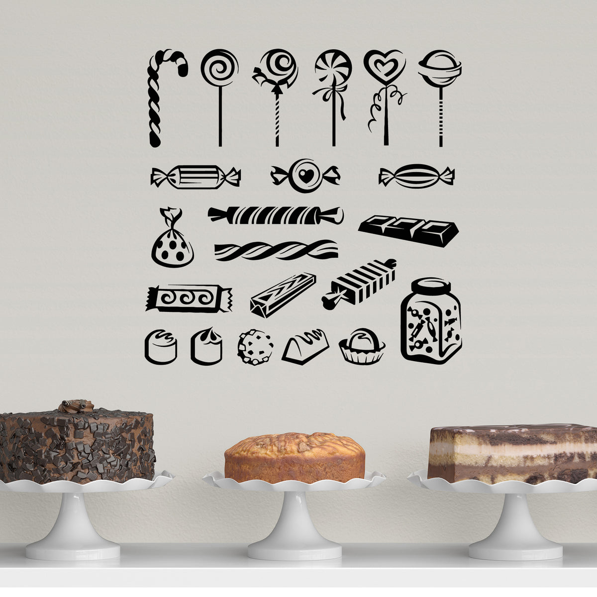 Vinyl Wall Decal Candies Set Chocolate Candy Confectionery Decor Stick ...