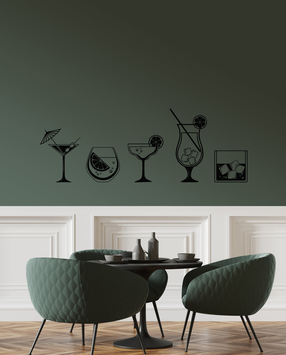 Vinyl Wall Decal Beach Cocktail Martini With Umbrella Olive Classic Gl ...