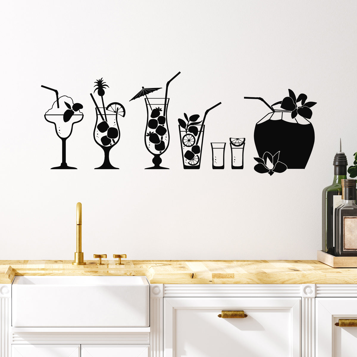 Vinyl Wall Decal Fruit Lemon Juice Glasses Cocktails Beach Bar Sticker ...