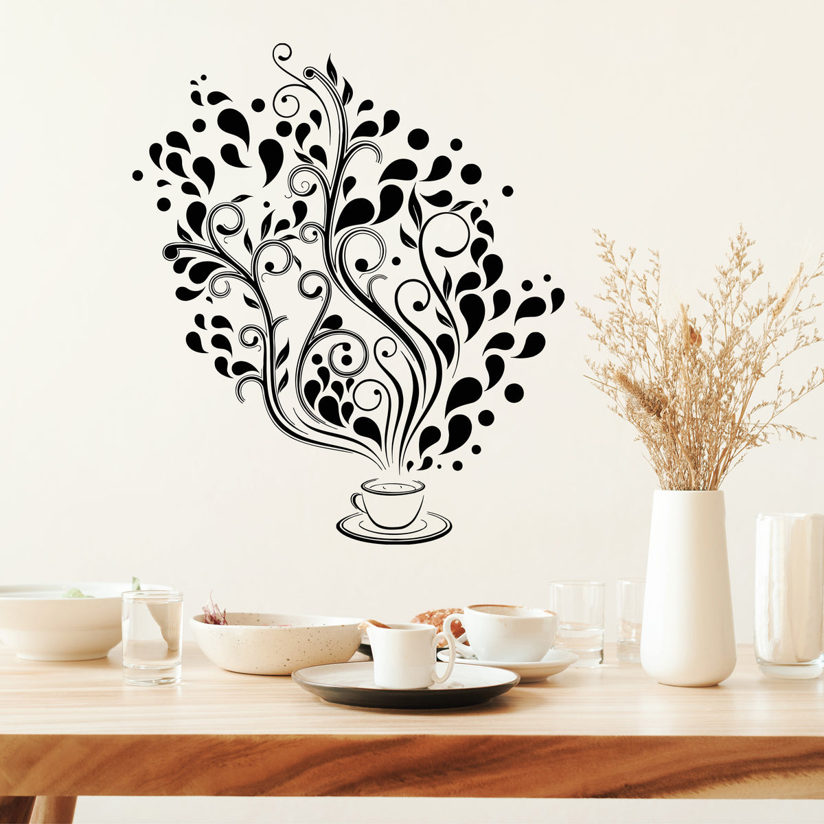 Wall Decal Cup Coffee Cafe Tea Kitchen Bar Restaurant Vinyl Stickers U ...