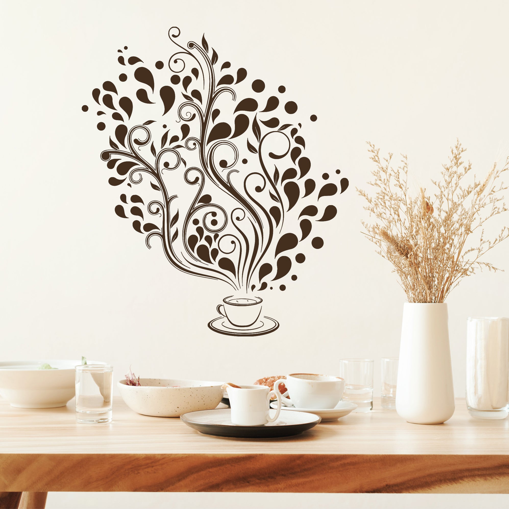 Wall Decal Cup Coffee Cafe Tea Kitchen Bar Restaurant Vinyl Stickers U ...