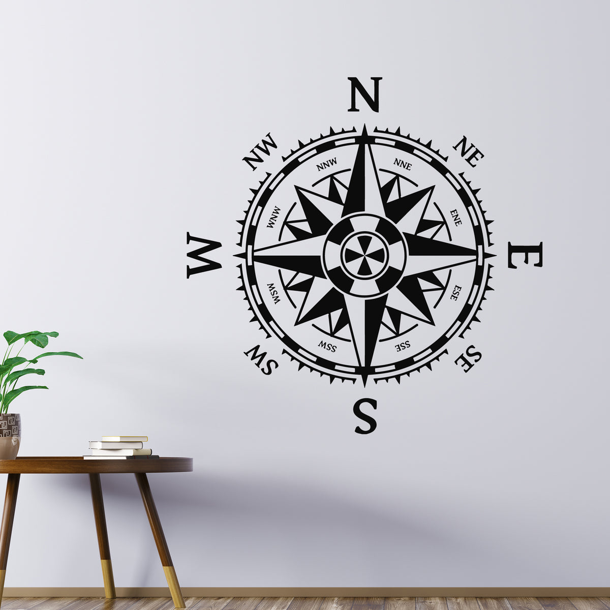 Vinyl Wall Decal Creative Decor Compass Icon Wind Rose Stickers Mural ...