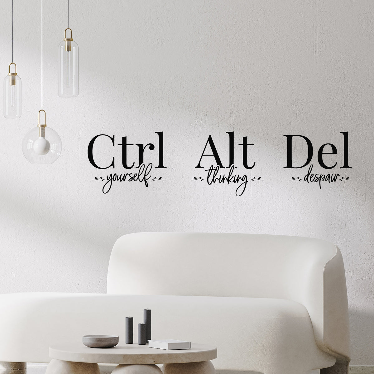 Vinyl Wall Decal Yourself Thinking Despair Words Ctrl Alt Del Stickers ...