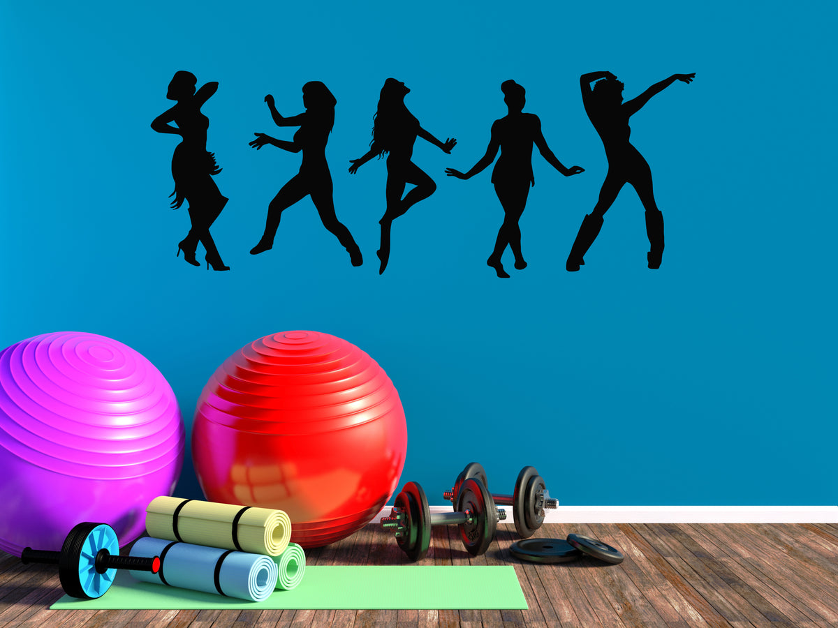 Vinyl Wall Decal Women Dancing Silhouette Dance Night Club Stickers Mu ...