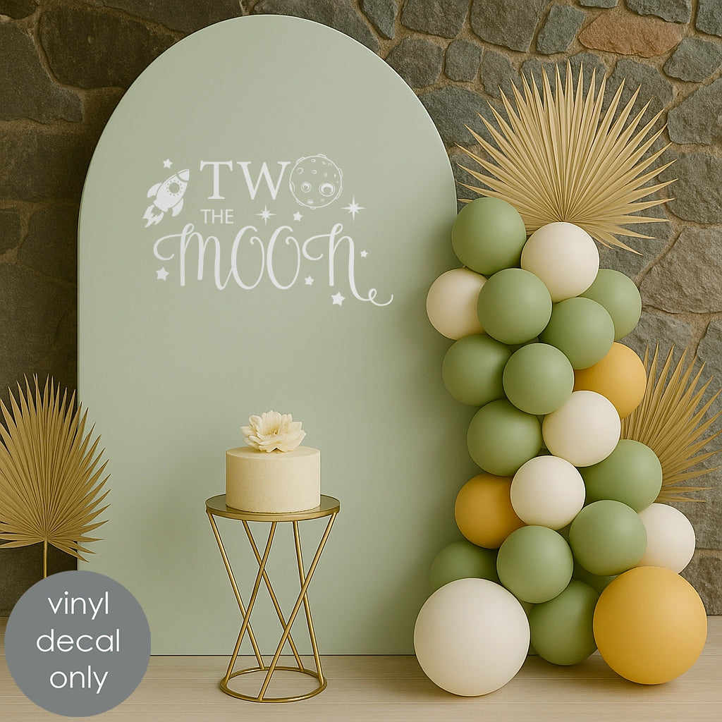 Two the Moon Birthday Vinyl Decal – Space Theme 2nd Birthday Backdrop ...
