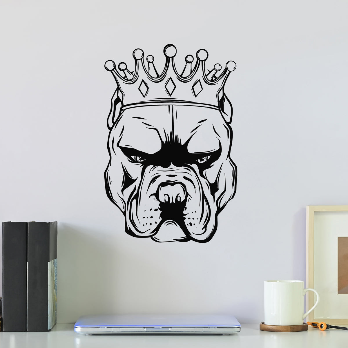 Vinyl Wall Decal Dog Head In Crown Pitbull Pet Shop Pets Care Stickers ...