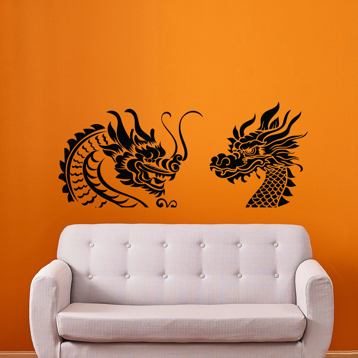 Vinyl Wall Decal Tattoo Chinese Dragon Oriental Tribal Mythology Stick ...