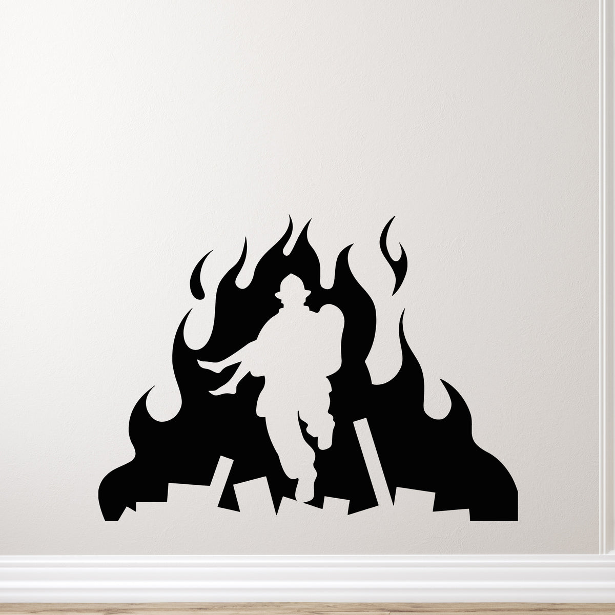 Vinyl Wall Decal Firefighter Silhouette Fire Firefighter Banner Decor ...