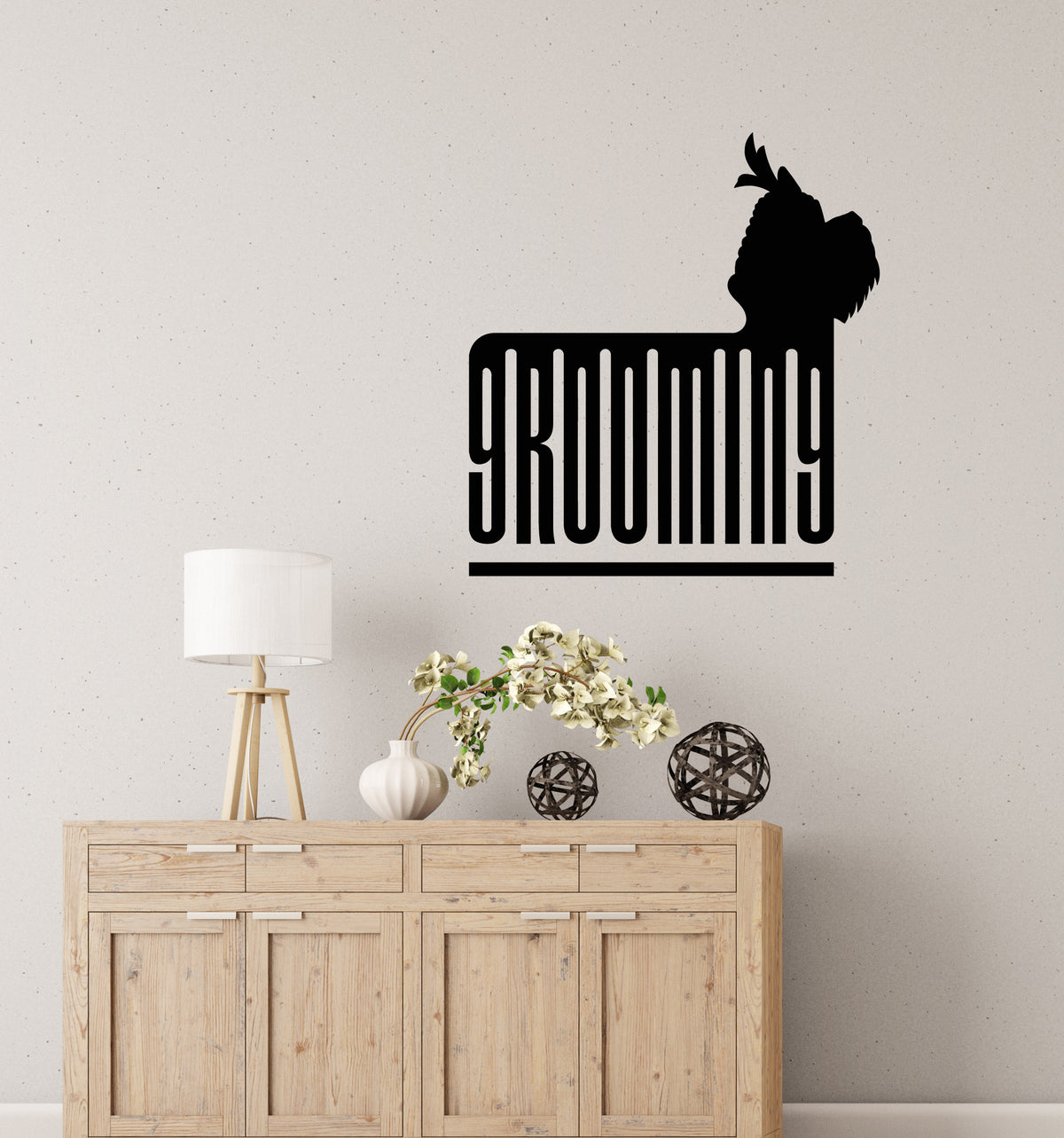 Vinyl Wall Decal Groommy Logo Comb Dog Pet Grooming Animal Care Sticke ...