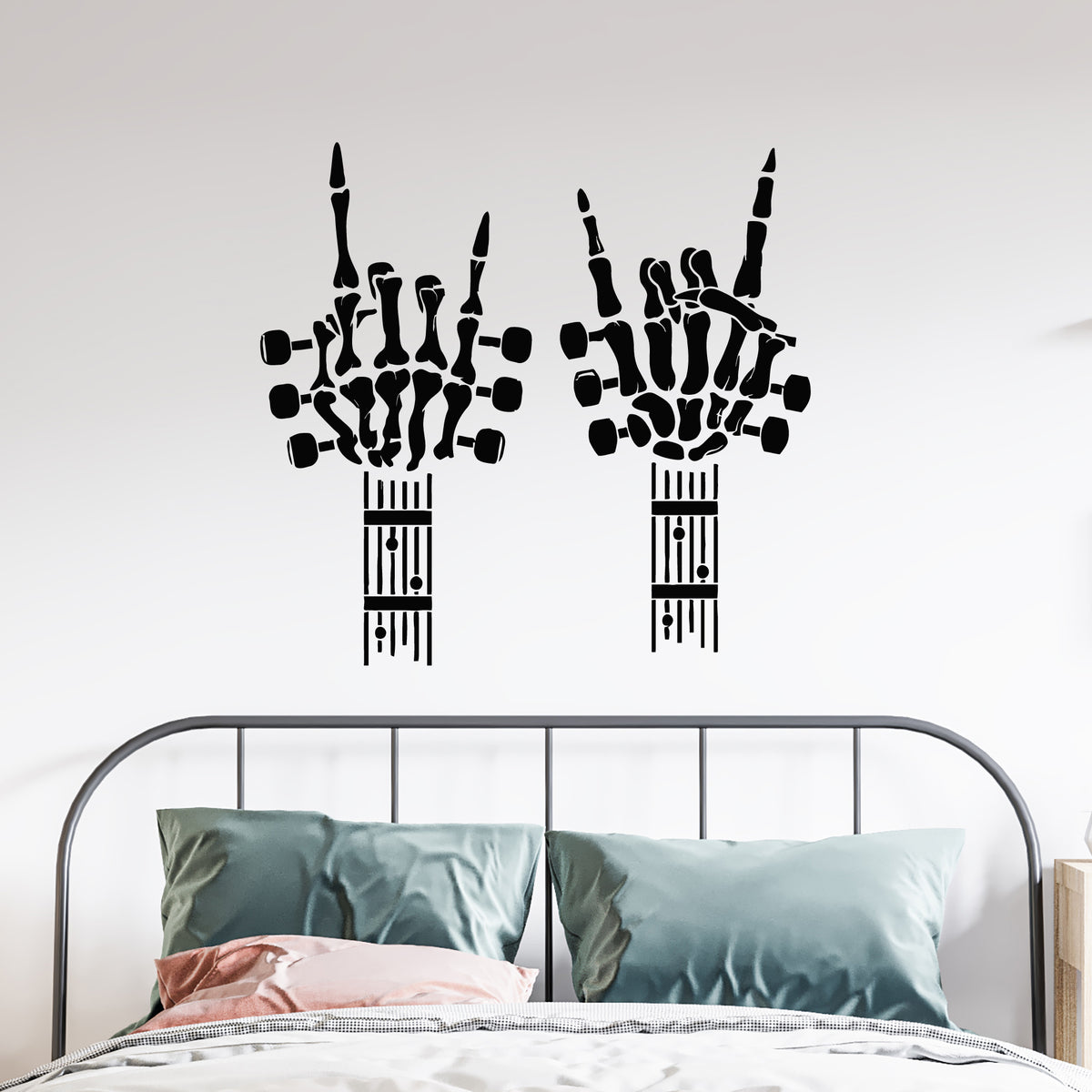 Vinyl Wall Decal Skeleton Hands Rock Guitare Musical instrument Sticke ...