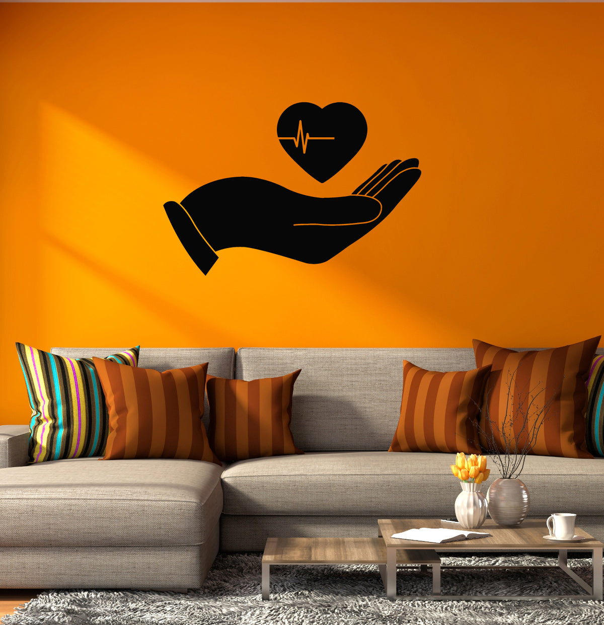 Vinyl Wall Decal Heartbeat Cardio Ambulance Care Health Heart Icon Sti ...
