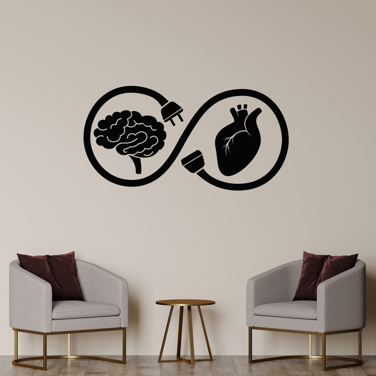 Vinyl Wall Decal Connection Mind And Senses Heart And Brain Illustrati ...