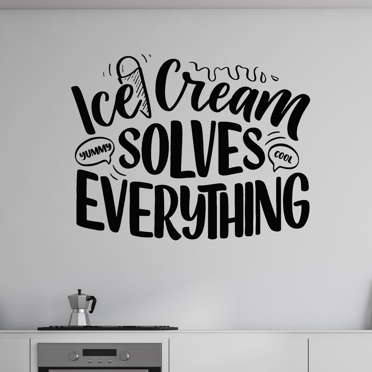 Vinyl Wall Decal Hand Drawn Lettering Ice Cream Funny Season Quote Sti ...