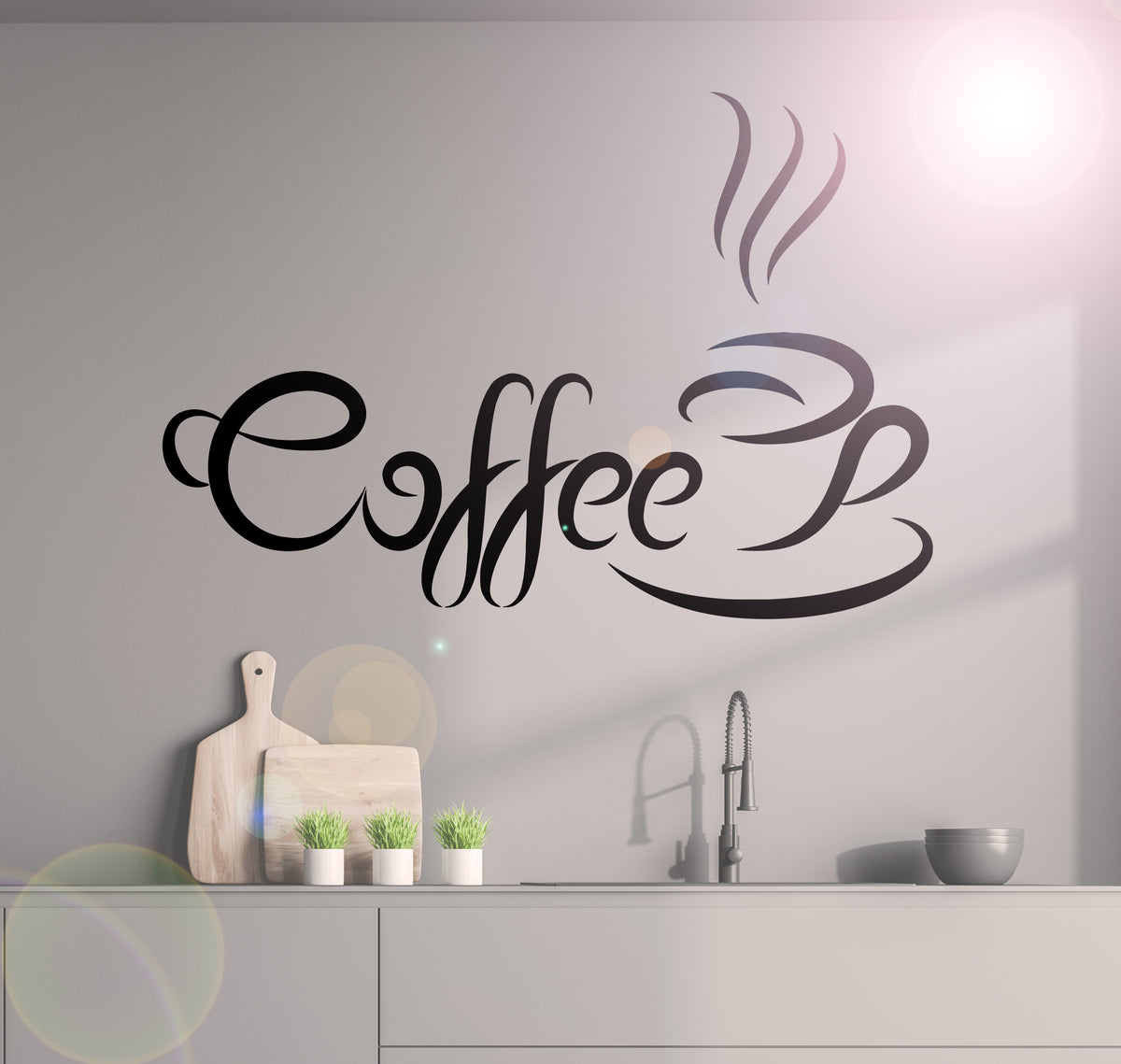 Vinyl Decal Coffee Quote Coffee Time Wall Sticker Kitchen Cafe Shop ...
