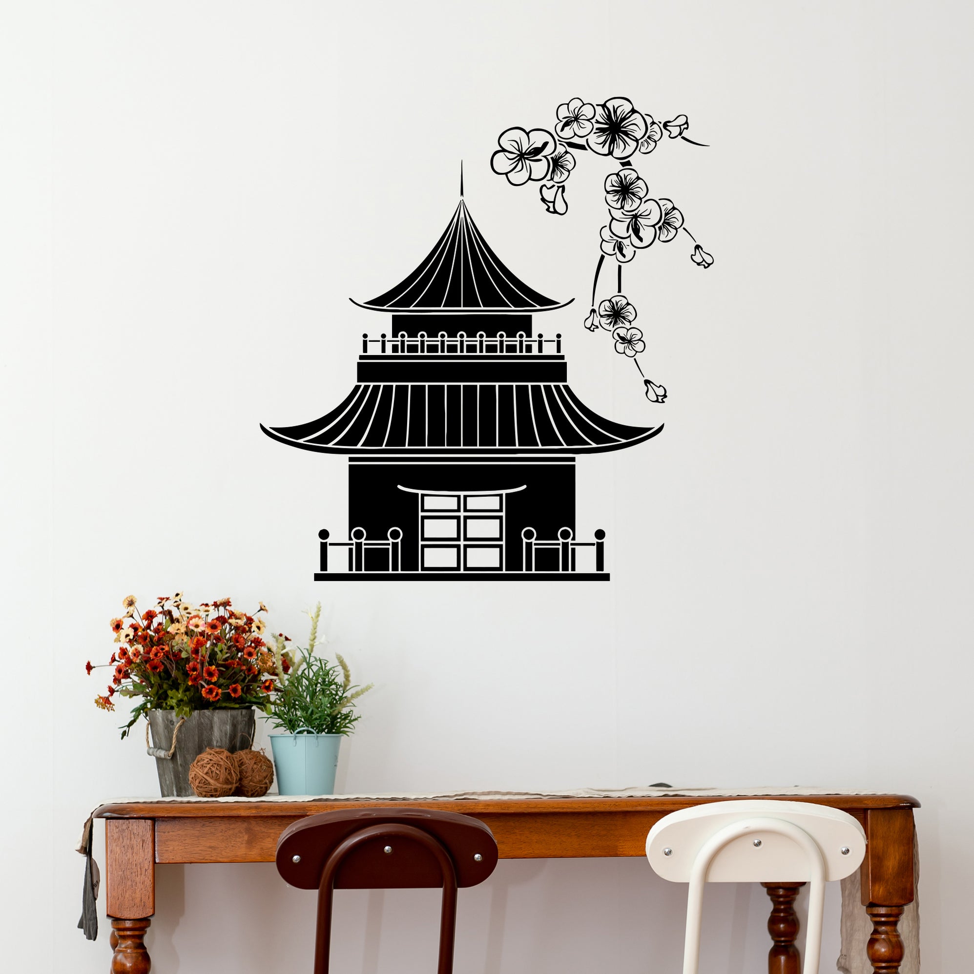 Vinyl Wall Stickers Pagoda Japan Japanese Sakura Asian Art Decal Uniqu ...