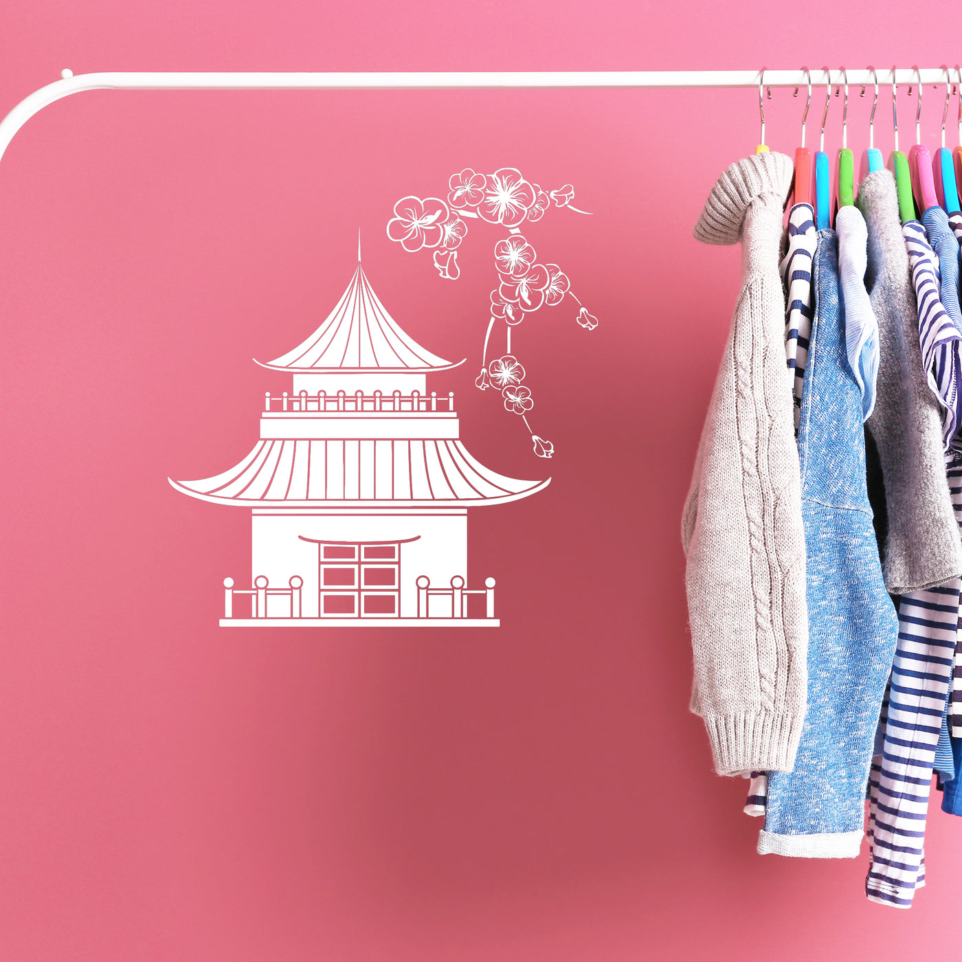 Vinyl Wall Stickers Pagoda Japan Japanese Sakura Asian Art Decal Uniqu ...