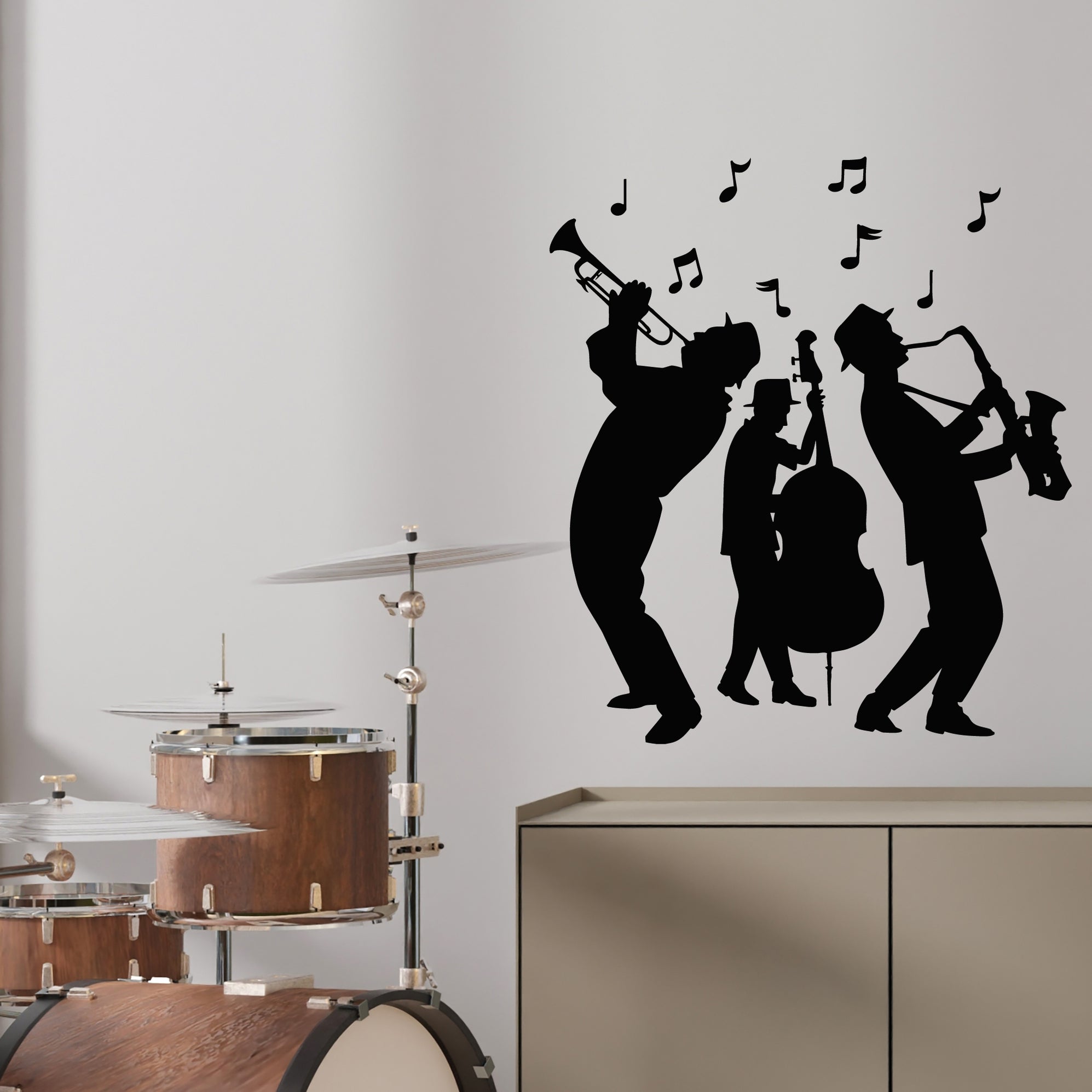 Vinyl Wall Decal Jazz Band Musicians Silhouette Musical Instruments St ...