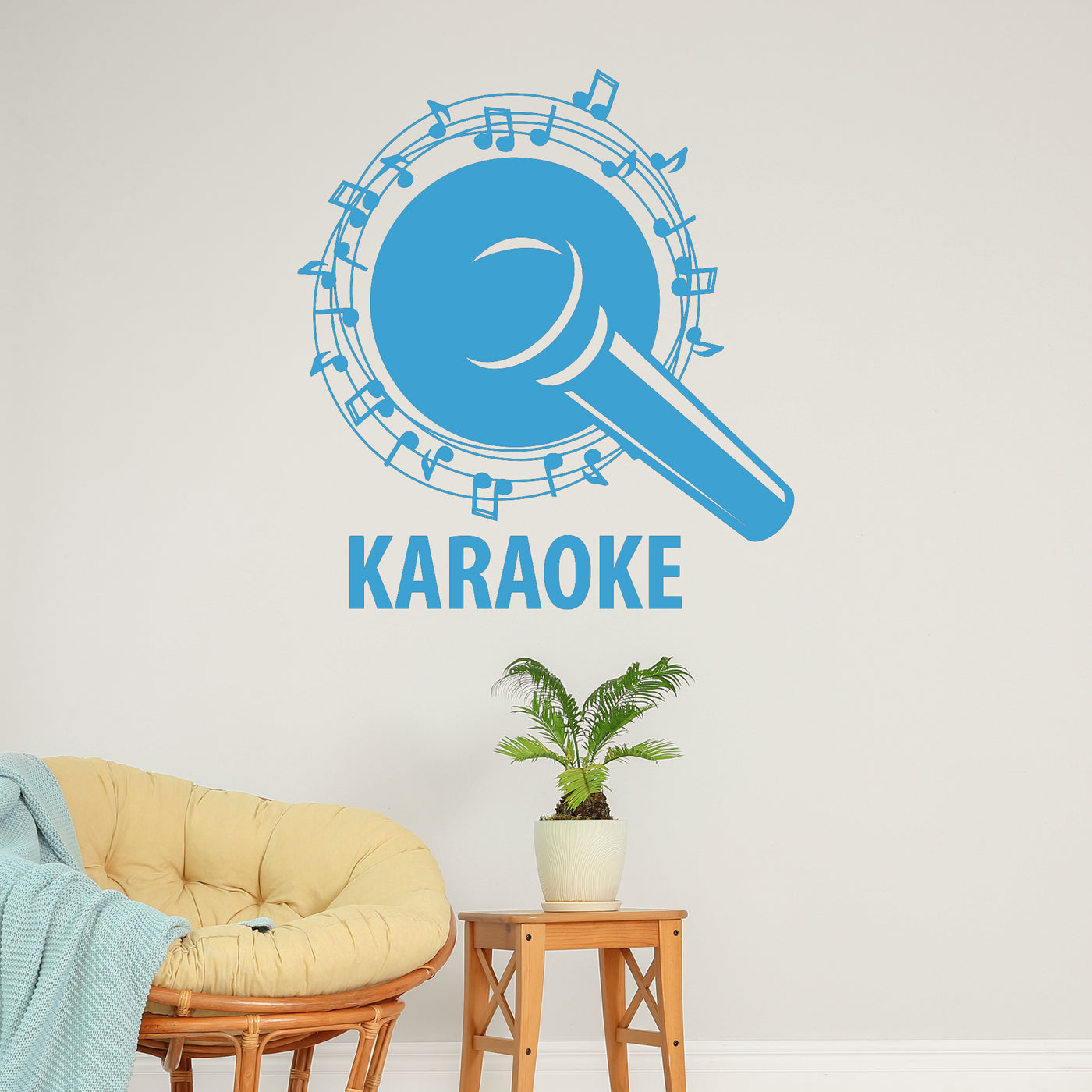 Vinyl Wall Decal Karaoke Club Microphone Singer Notes Song Stickers Un ...