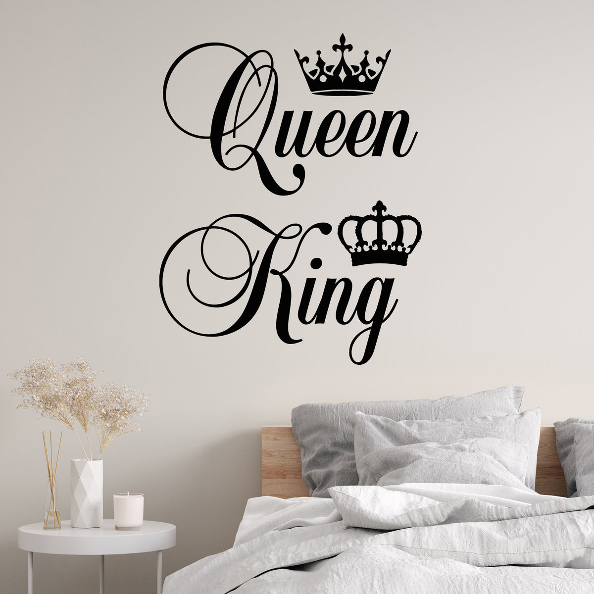 Vinyl Wall Decal Queen King Crown Royal Decor Bedroom Art Stickers Mur ...