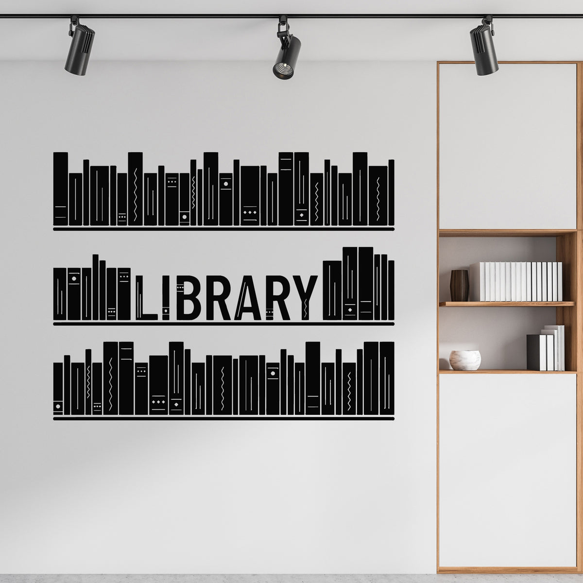Vinyl Wall Decal Books Silhouettes Shelves Library Logo Decor Stickers ...