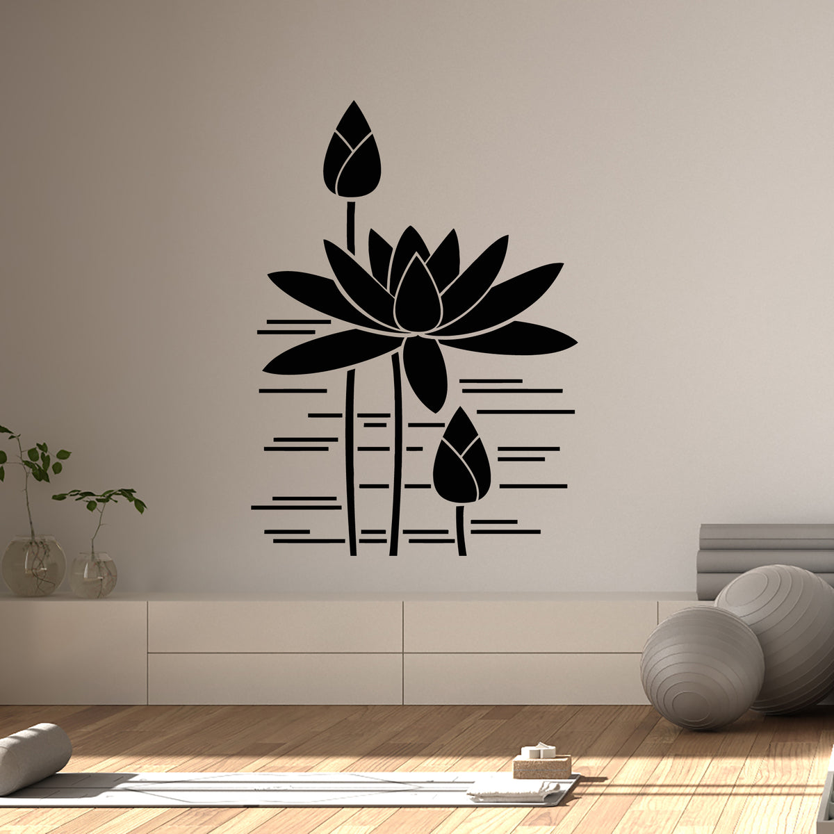 Vinyl Wall Decal Water Lily Lotus Flowers House Interior Decor Sticker ...