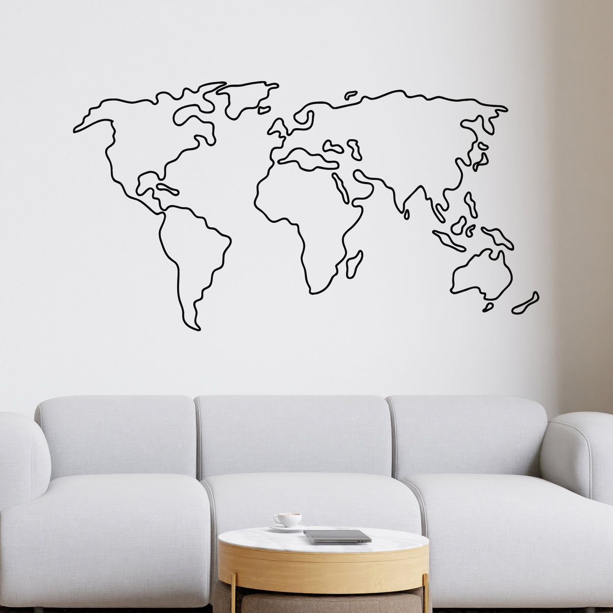 Vinyl Wall Decal Line Drawing Words Map Living Room Interior Stickers ...