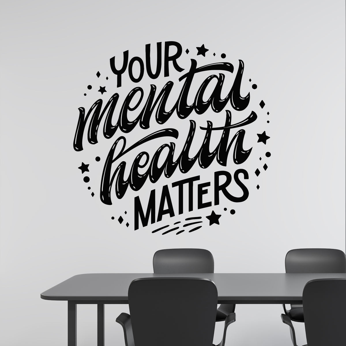 Vinyl Wall Decal Lettering Mental Health Matters Calligraphy Stickers ...