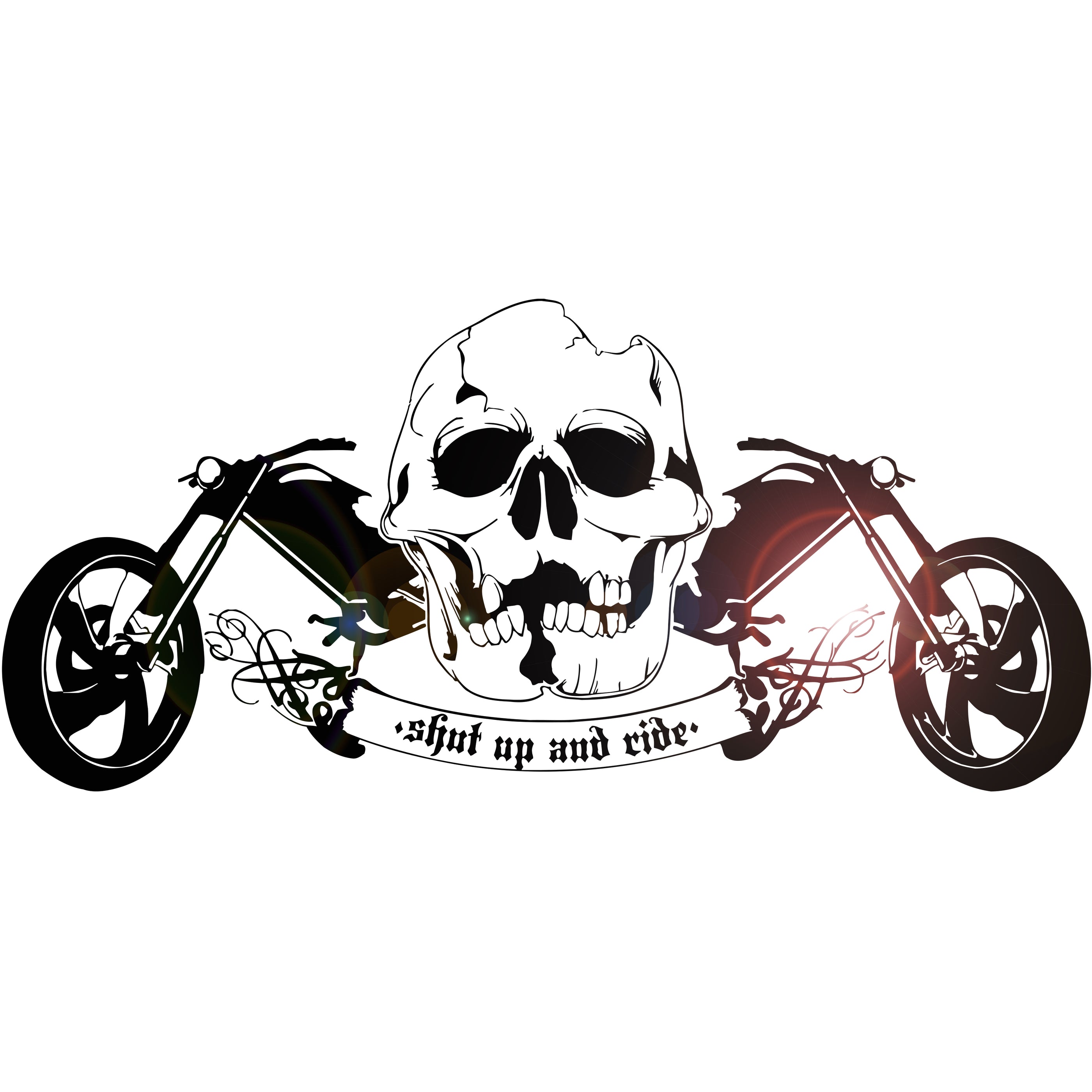 Vinyl Wall Decal Cool Skull Motorcycle Speed Biker Driver Garage Cruis ...