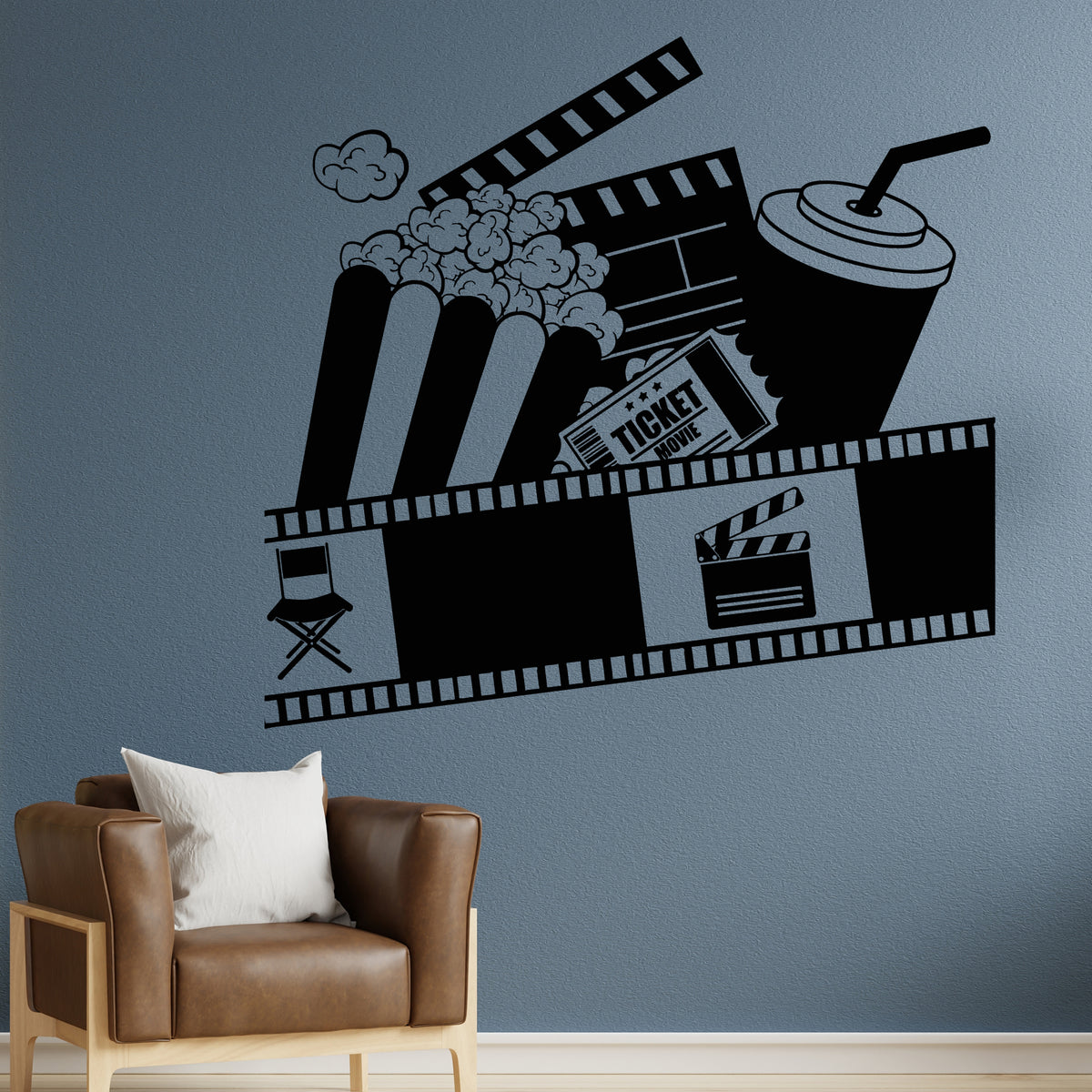 Vinyl Wall Decal Hanging Movie Ticket Movie House Film Strip Stickers ...