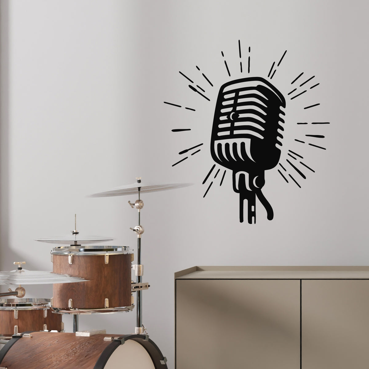 Vinyl Wall Decal Musical Art Microphone Radio Logo Musician Gift Stick ...