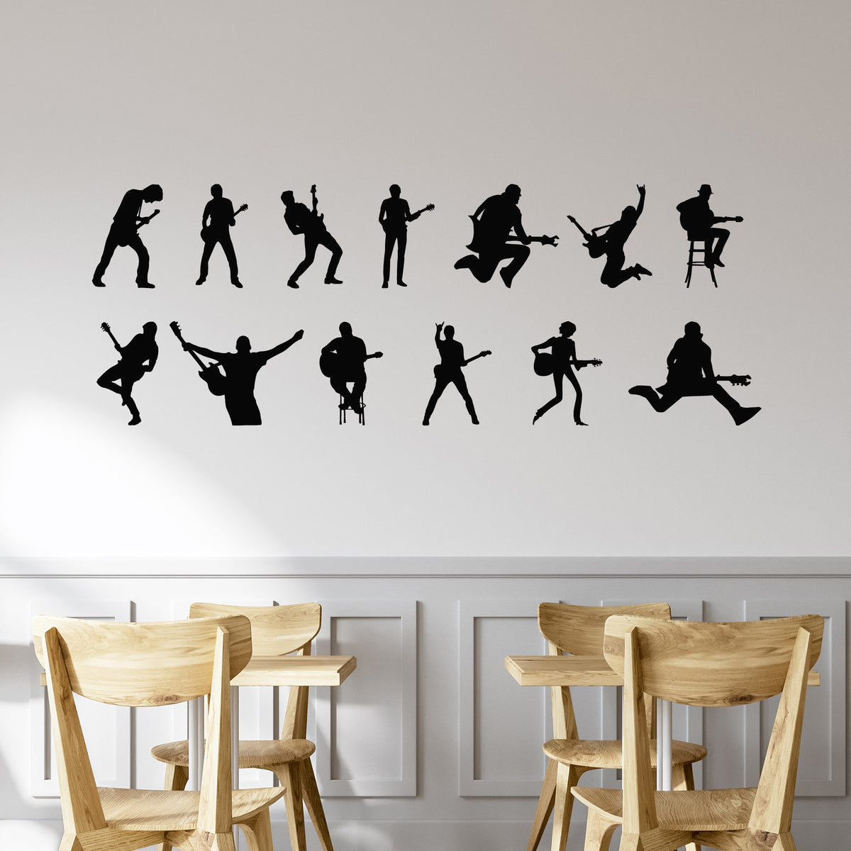 Vinyl Wall Decal Rock Band Silhouettes Playing Guitar Instruments Stic ...