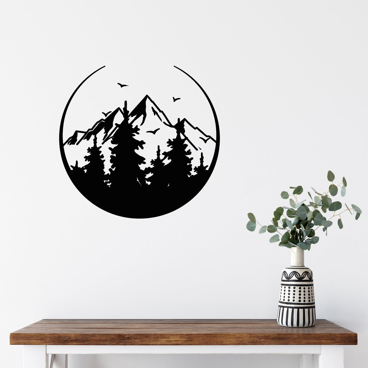 Vinyl Wall Decal Mountains Forest Nature Stencil Home Interior Sticker ...