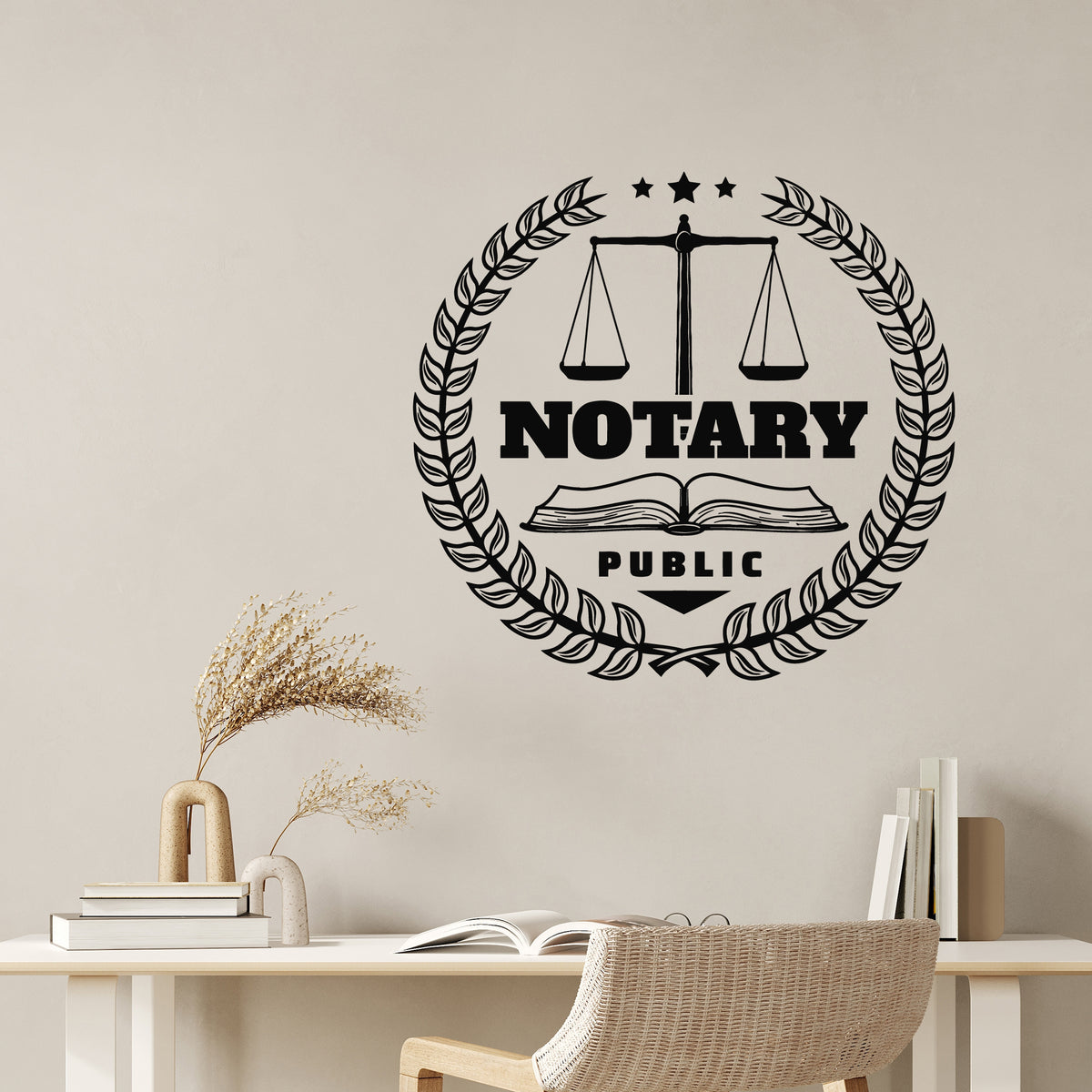 Vinyl Wall Decal Notary Public Notarial Office Law Open Book Stickers ...