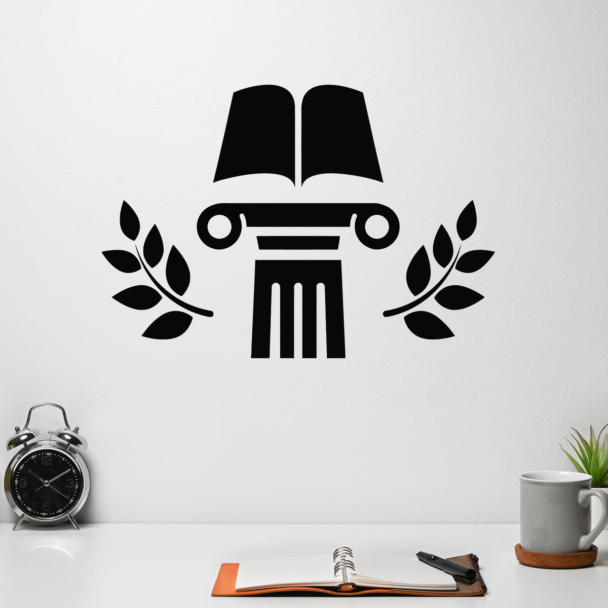 Vinyl Wall Decal Roman Columns Education Logo Simple Open Book Sticker ...
