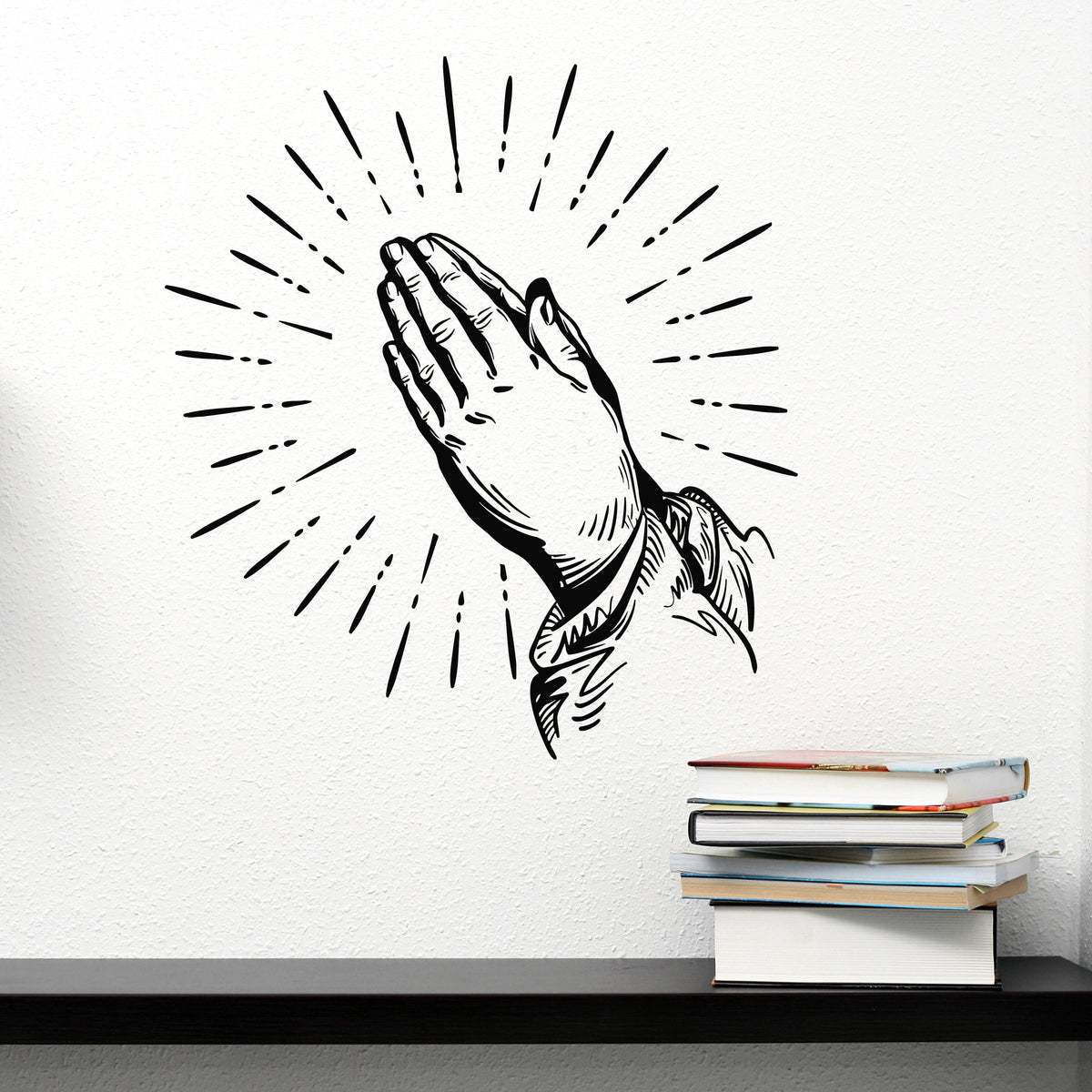 Vinyl Wall Decal Prayer Sketch Drawing Praying Hands Pray Stickers Mur ...