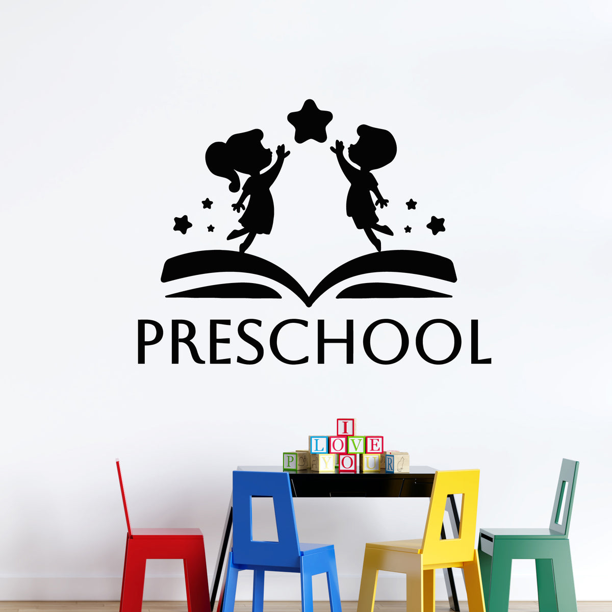 Vinyl Wall Decal Preschool Nursery School Open Book Children Room Stic ...