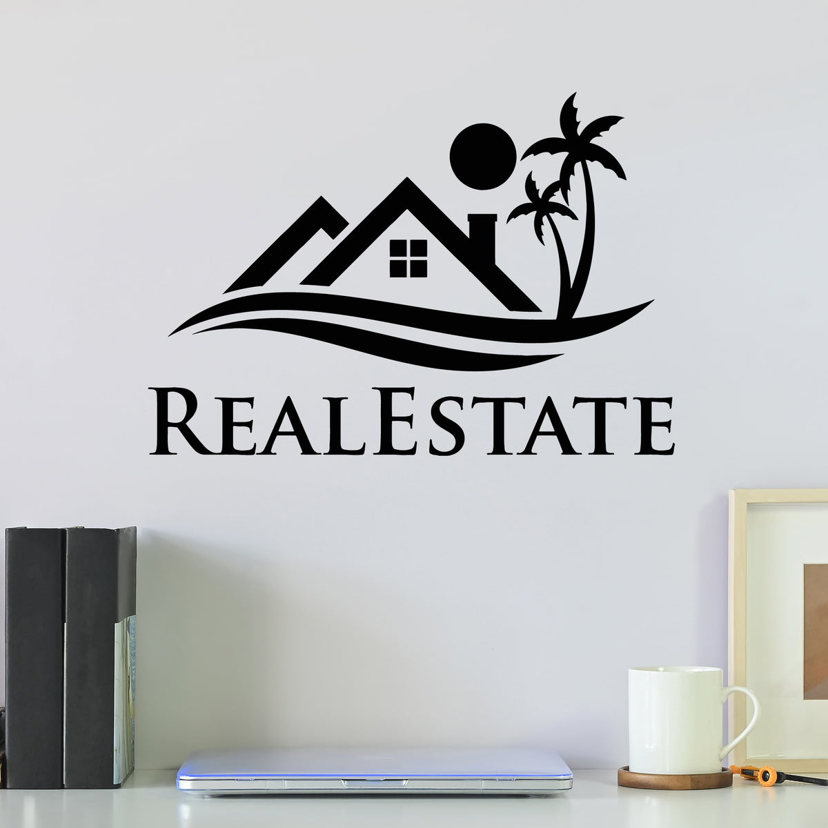Vinyl Wall Decal House On The Beach Real Estate Logo Home Stickers Mur ...
