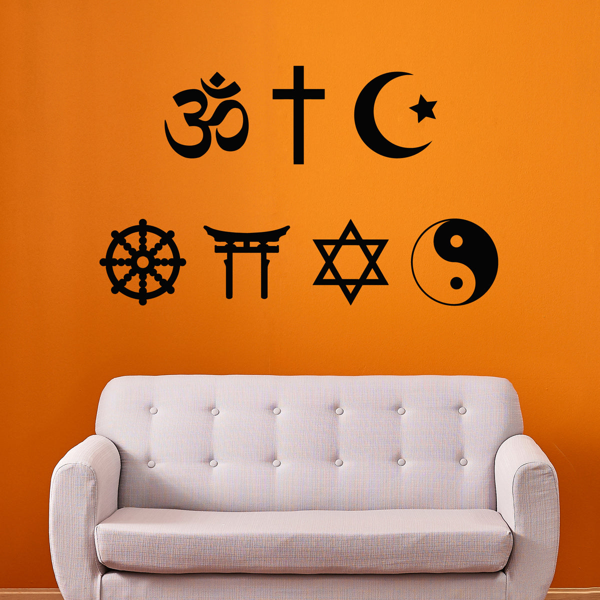 Vinyl Wall Decal Religious Symbols Hindu Christian Muslim Decor Sticke ...