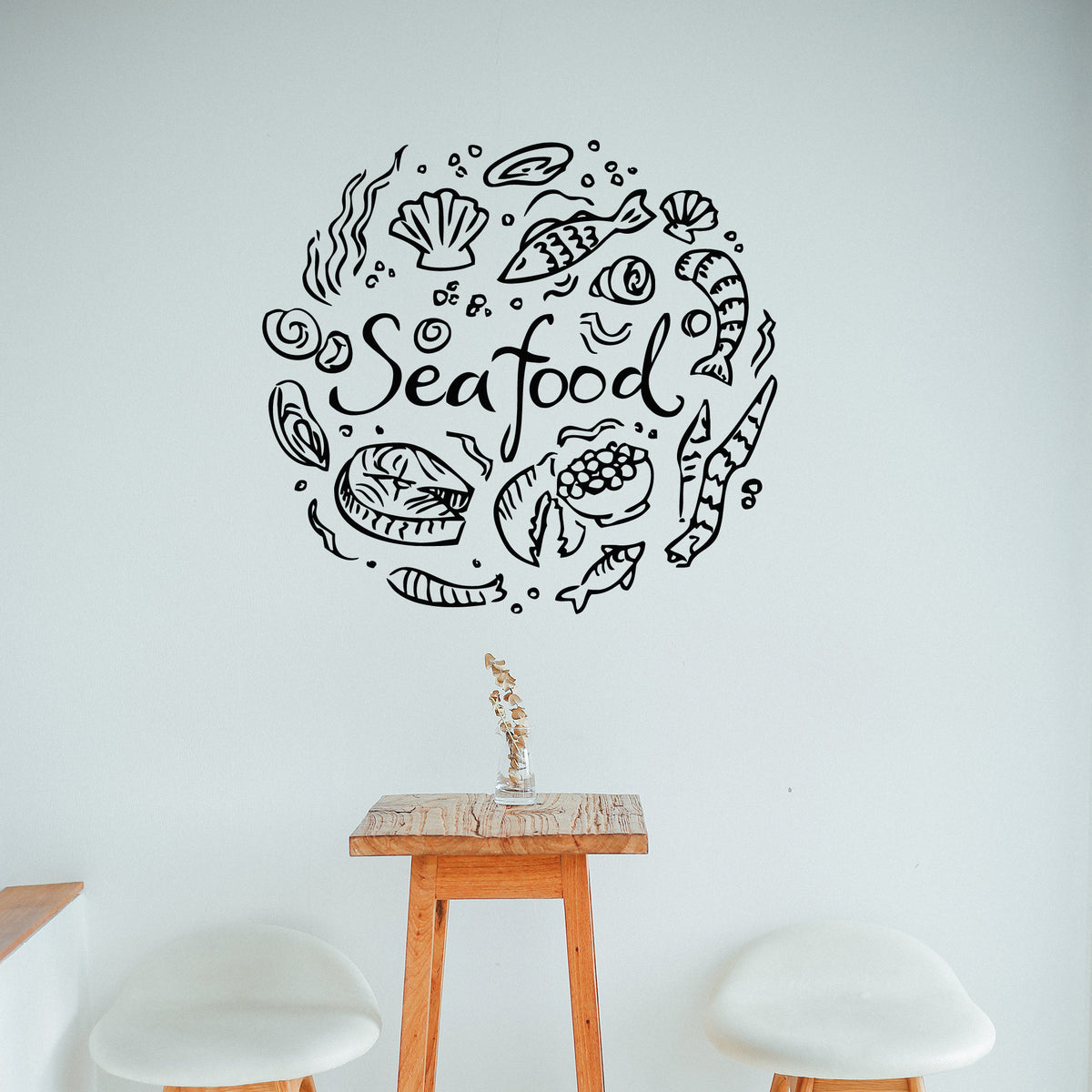 Vinyl Wall Decal Seafood Restaurant Ocean Sea Fish Seashell Stickers M ...