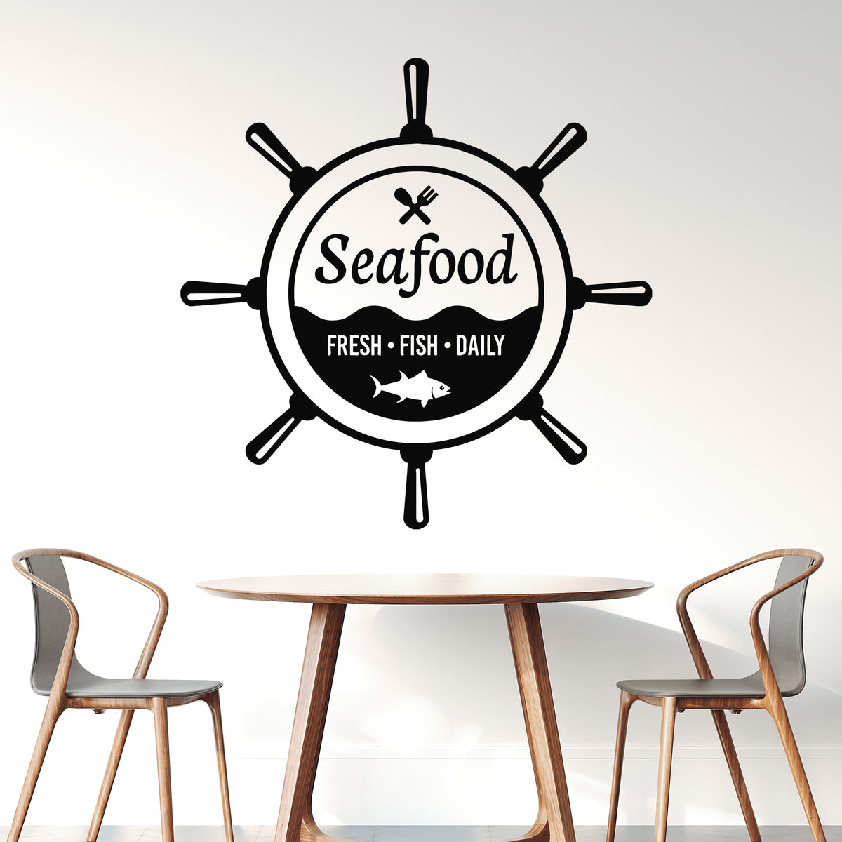 Vinyl Wall Decal Fresh Seafood Restaurant Shrimps Sea Wheel Stickers M ...