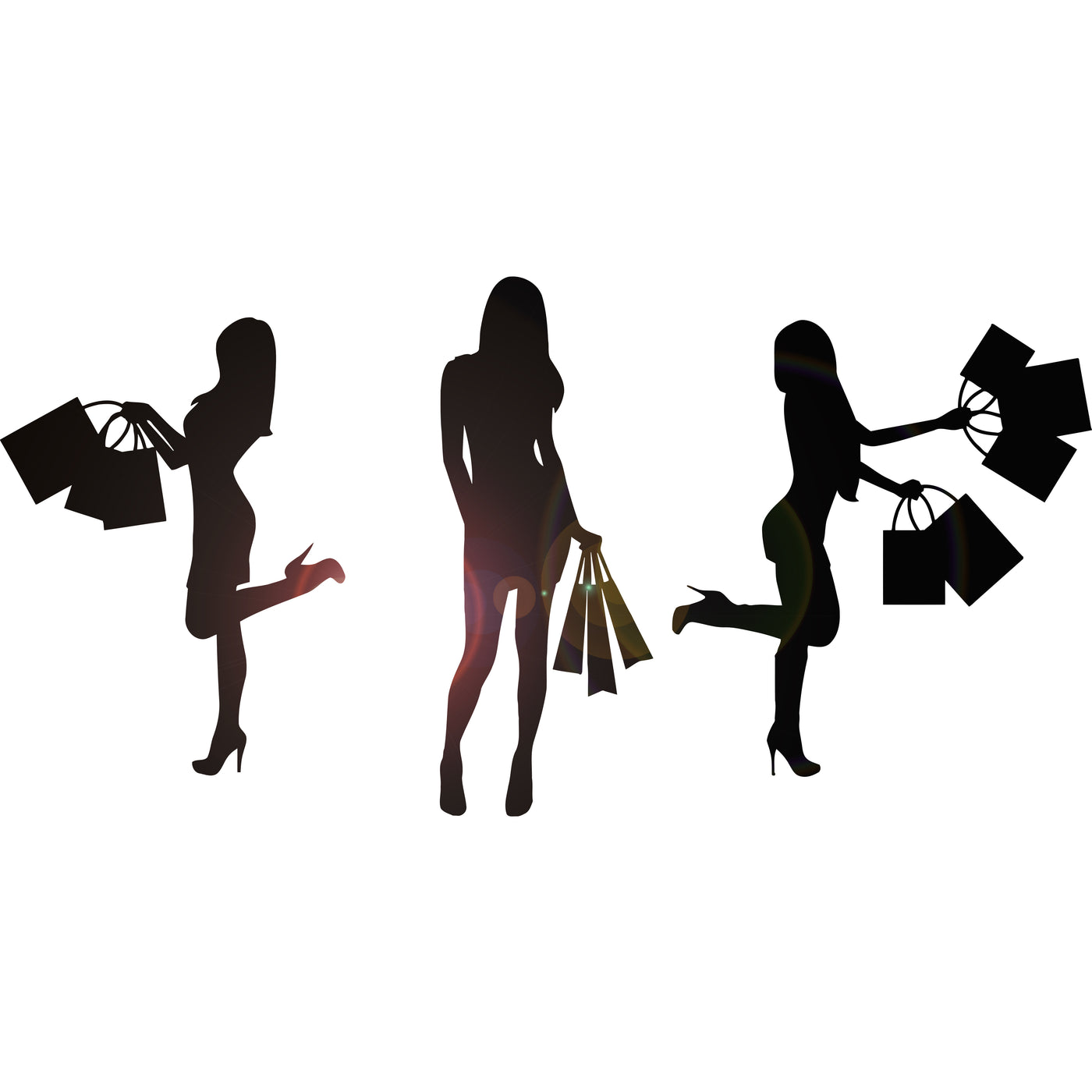 Vinyl Wall Decal Shopping Women Girl Silhouette Fashion Shop Stickers ...